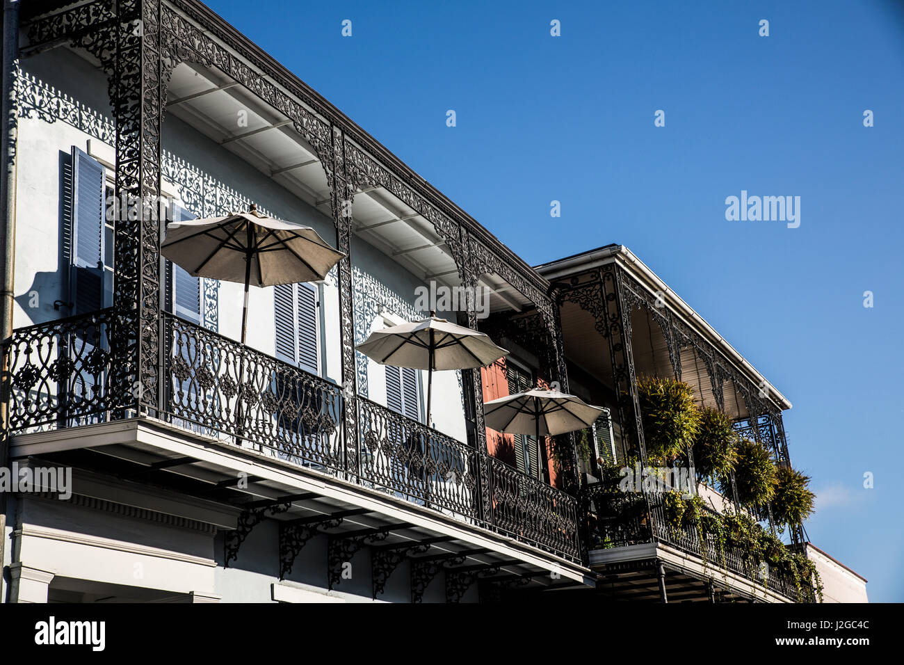 French Quarter, New Orleans, Louisiana. French Quarter row houses with ...