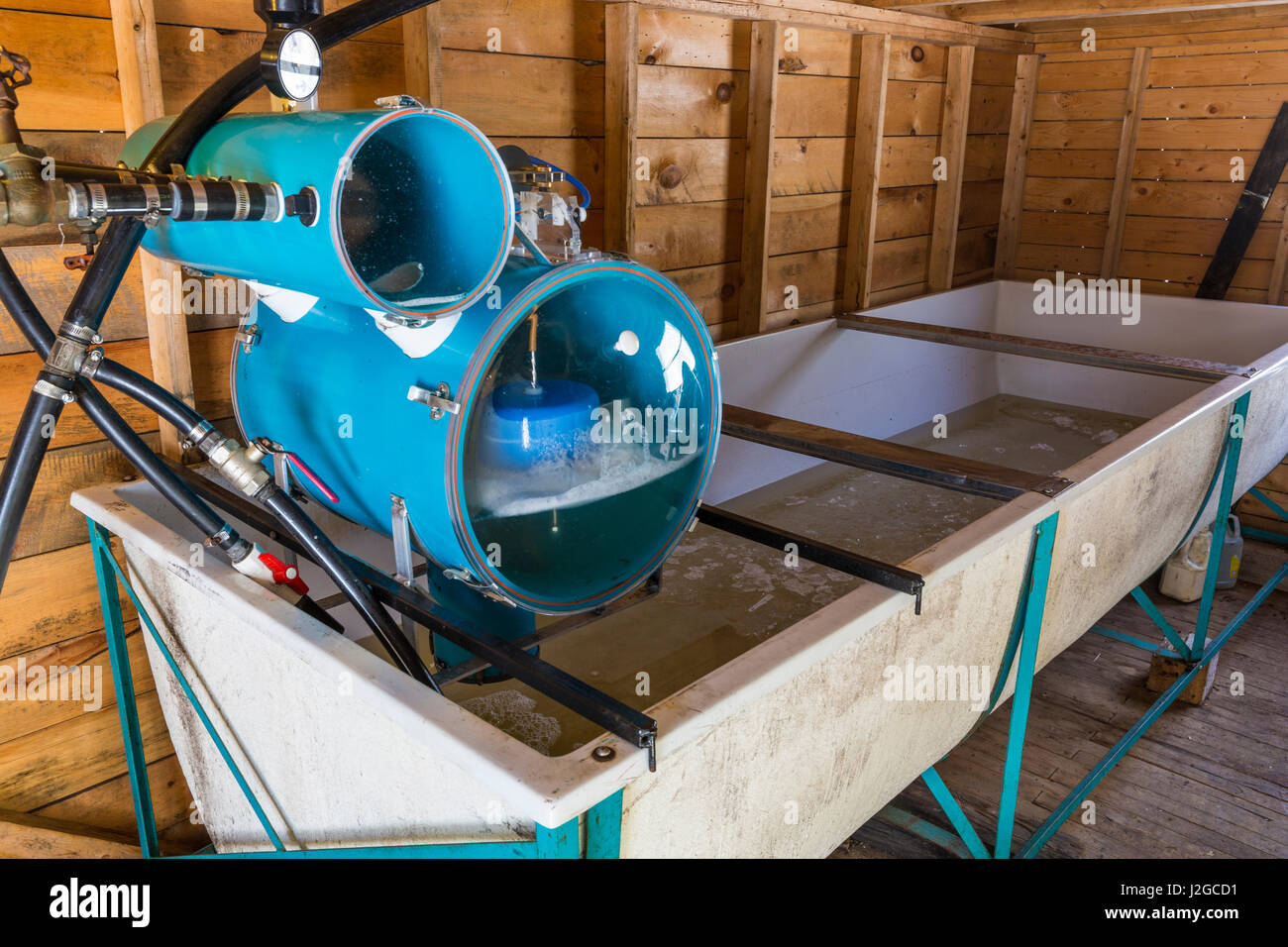 Inside a pump house in the LaRiviere sugarbush in Big Six Township ...