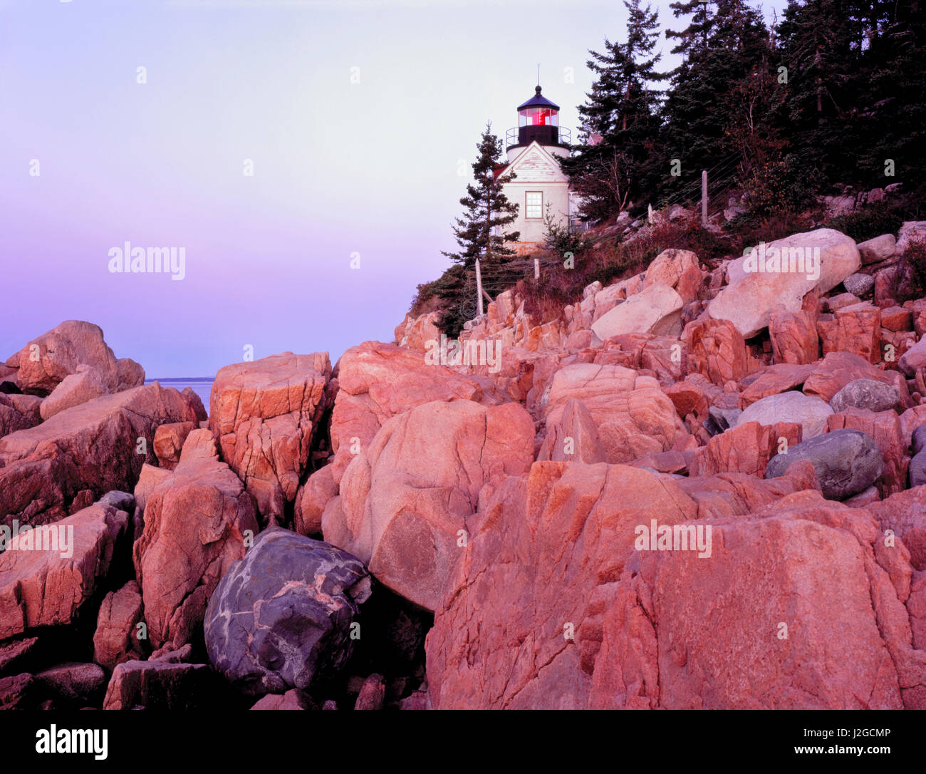 Acadia National Park, Maine. USA. Bass Harbor Head lighthouse and ...