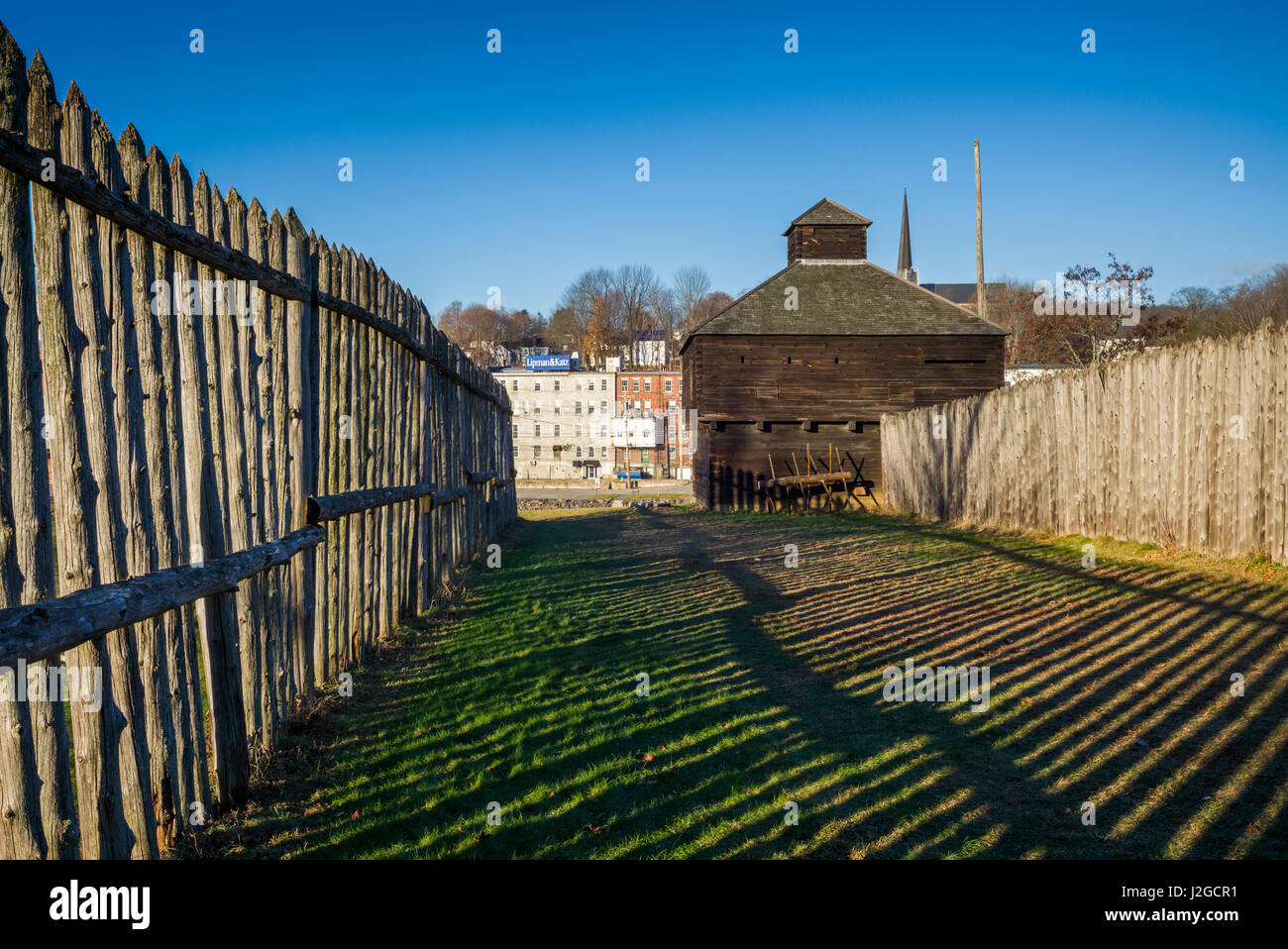 USA, Maine, Augusta, Old Fort Western, oldest wooden fort in the USA ...