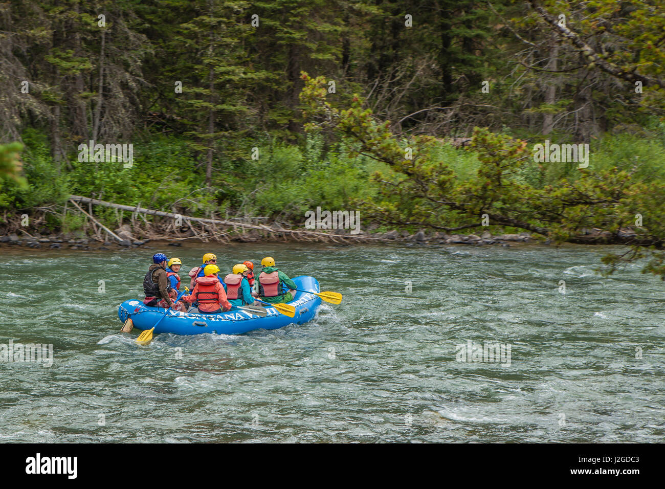 Gallatin River Rafters, Traveling from Big Sky to Takeout Stock Photo ...