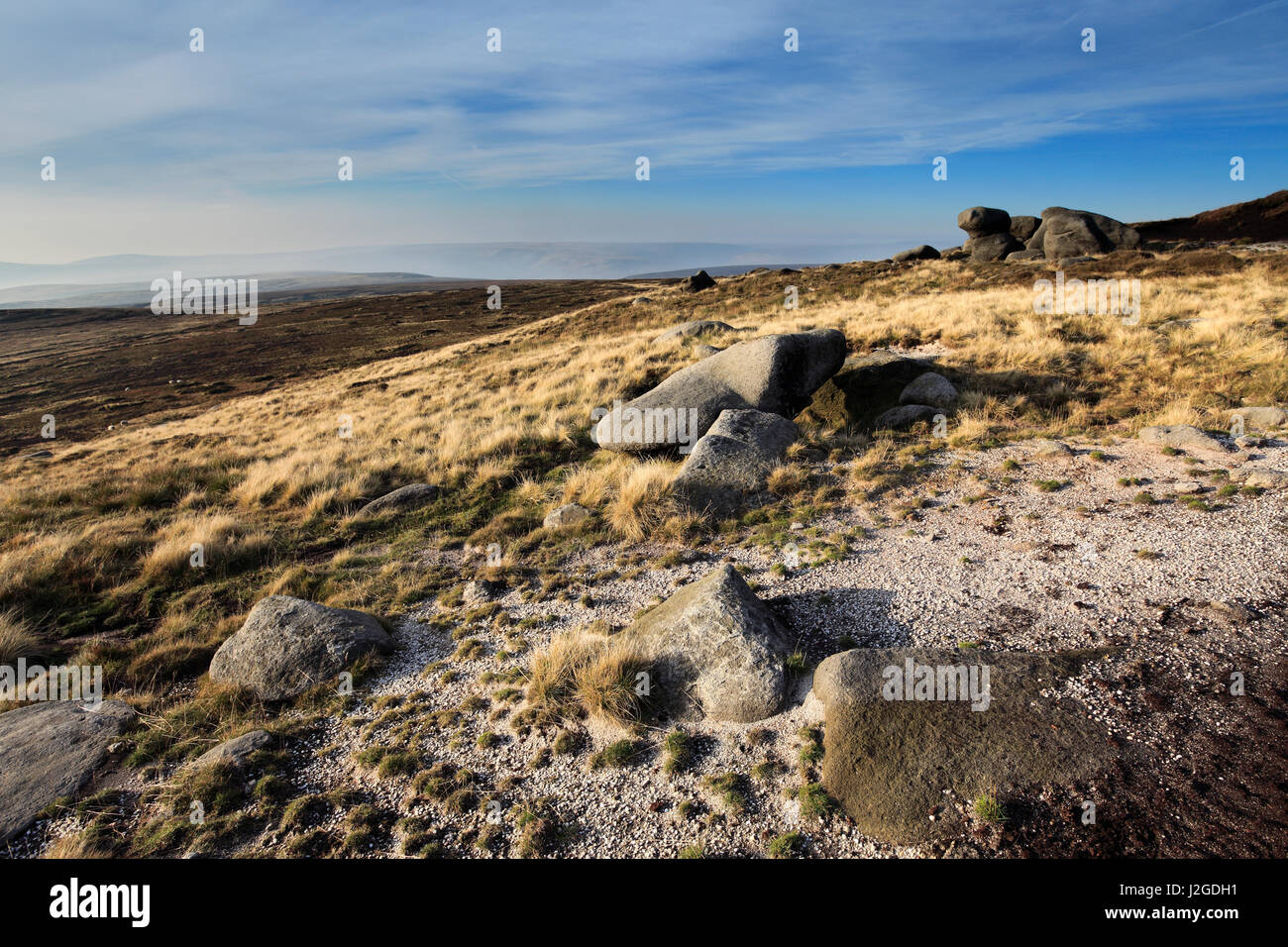 Gritstone rocks on Shelf Moor, High Peak, Derbyshire, Peak District ...