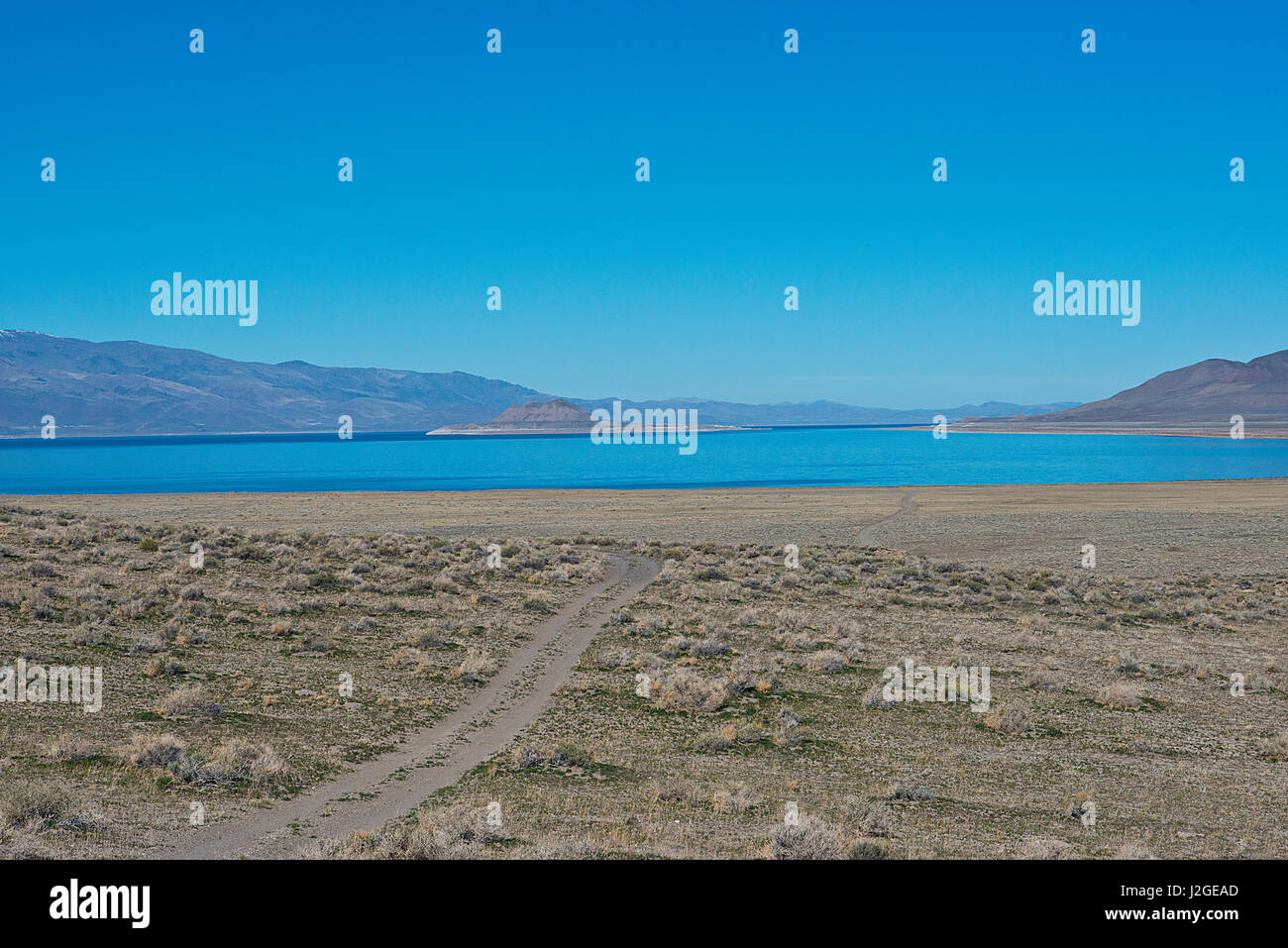 USA, Nevada, Nixon, Pyramid Lake Paiute Tribe Reservation, gravel Road ...