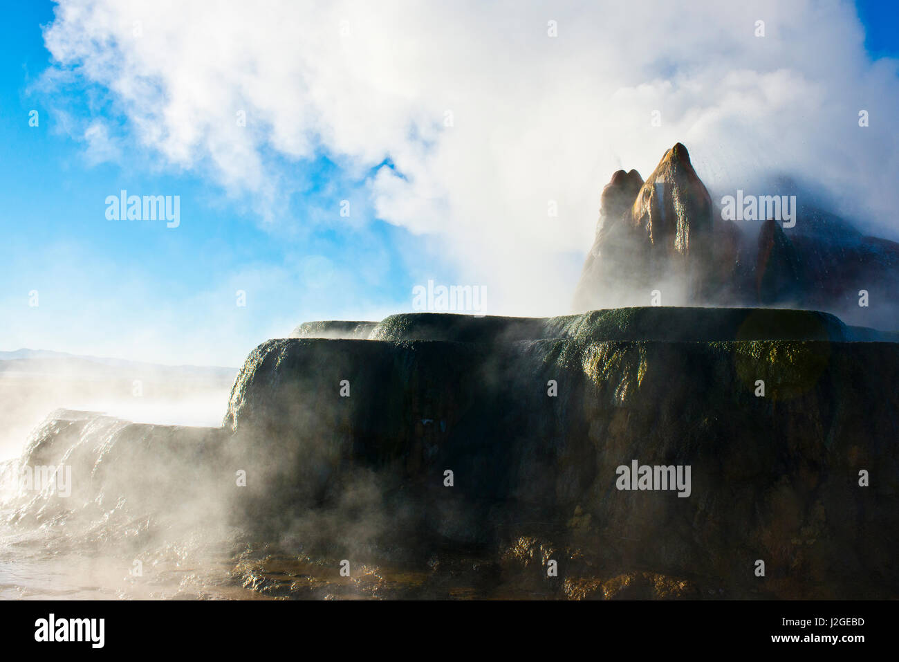 USA, Nevada, Black Rock Desert, Fly Geyser, Erupting (Large format ...