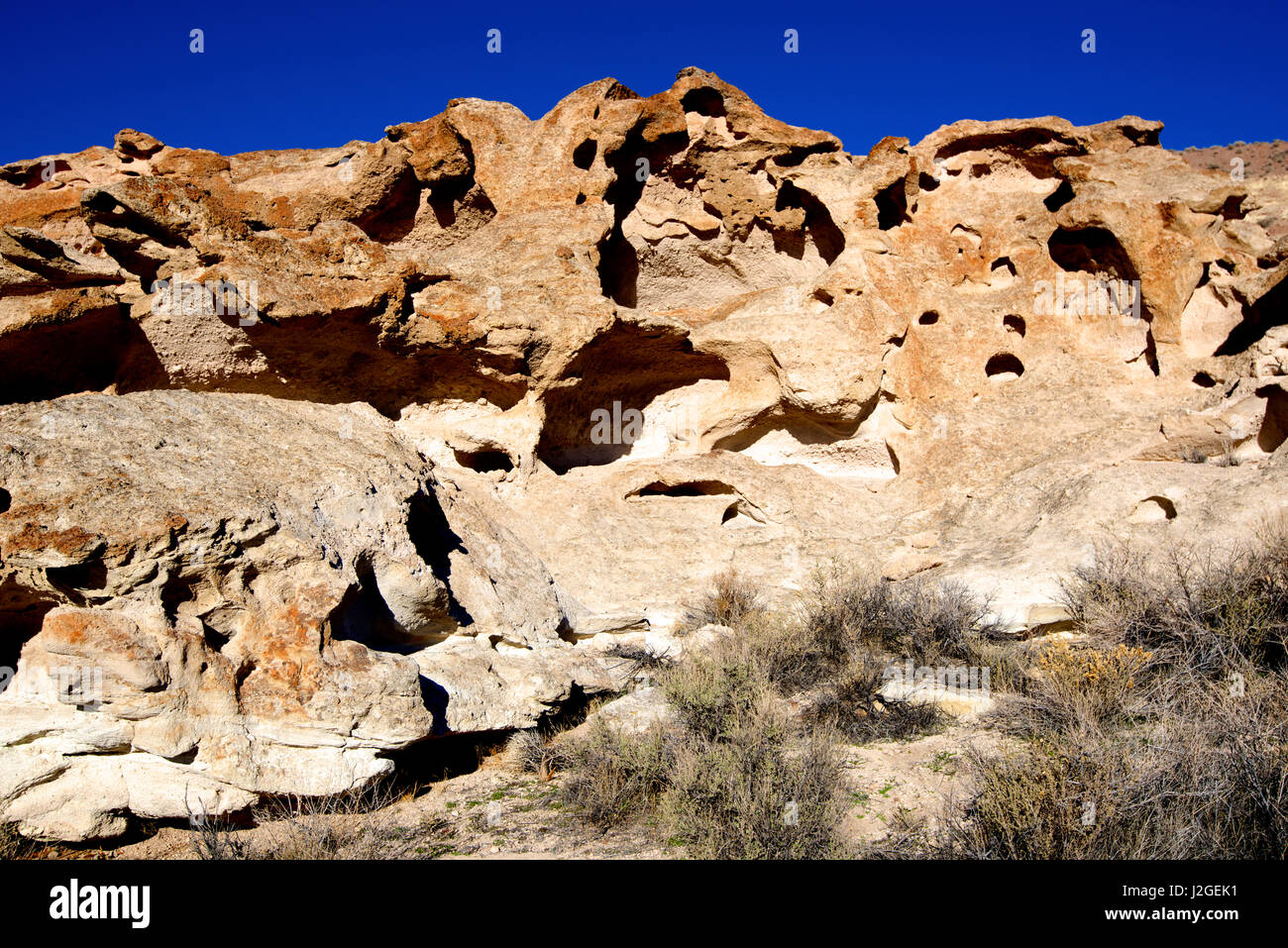 Sheldon National Wildlife Refuge, Nevada, eroded rock formations ...