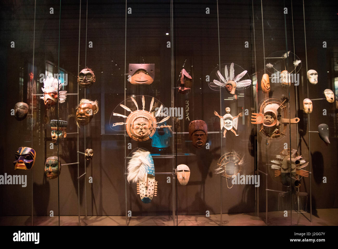 An exhibit of native Alaskan masks, Alaska (Large format sizes ...