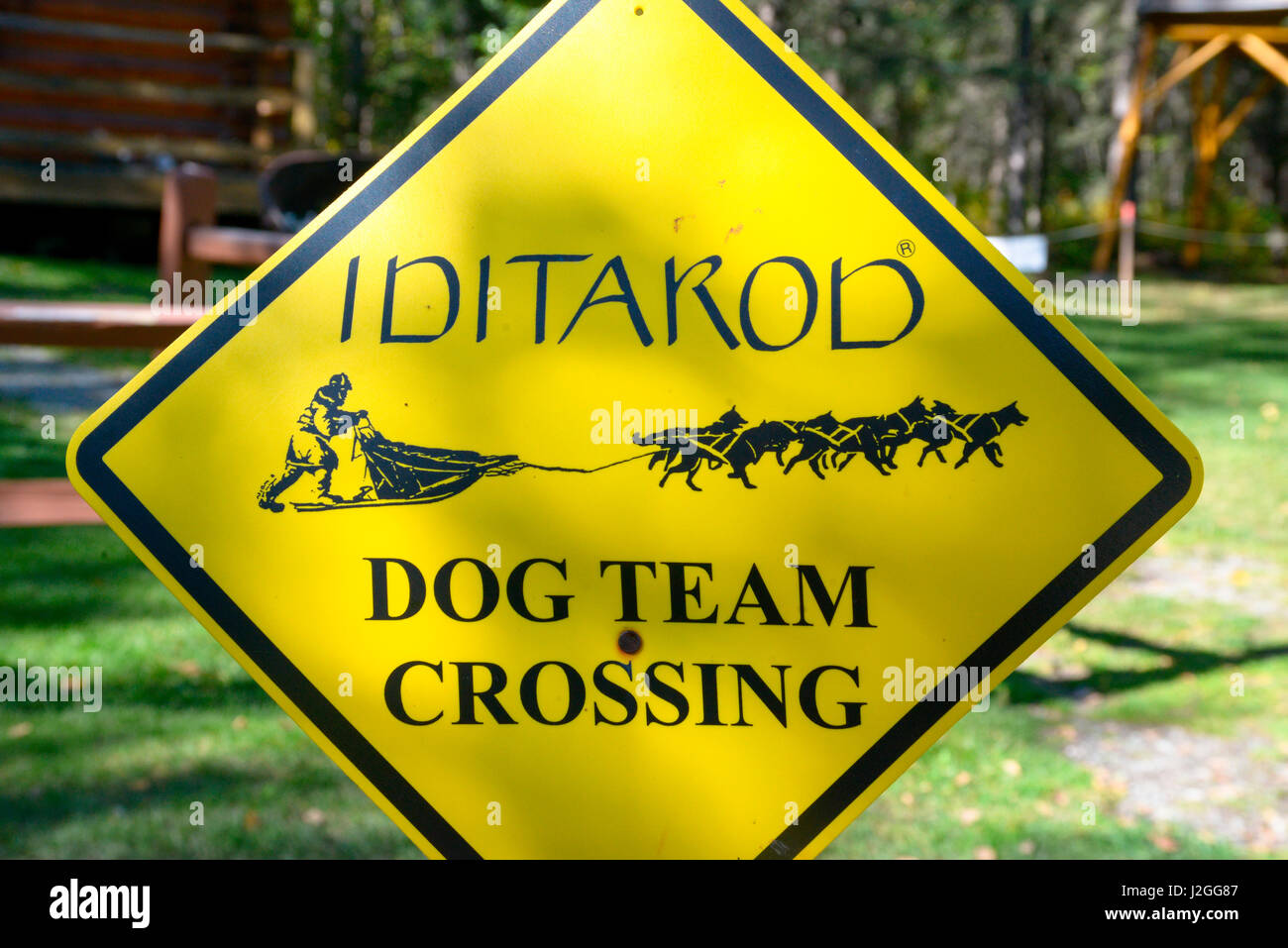 Close-up of an Iditarod crossing sign, Alaska (Large format sizes ...