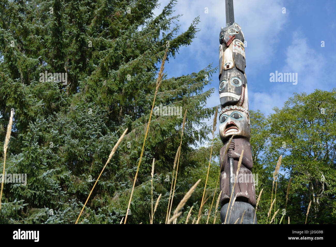 USA, Alaska, Ketchikan, Totem Bight State Historical Park Stock Photo ...