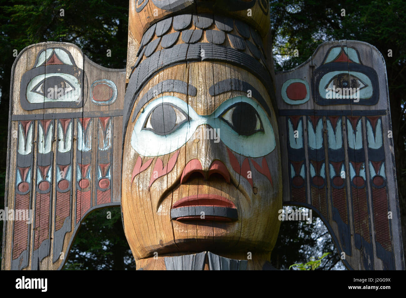 USA, Alaska, Ketchikan, Totem Bight State Historical Park Stock Photo ...