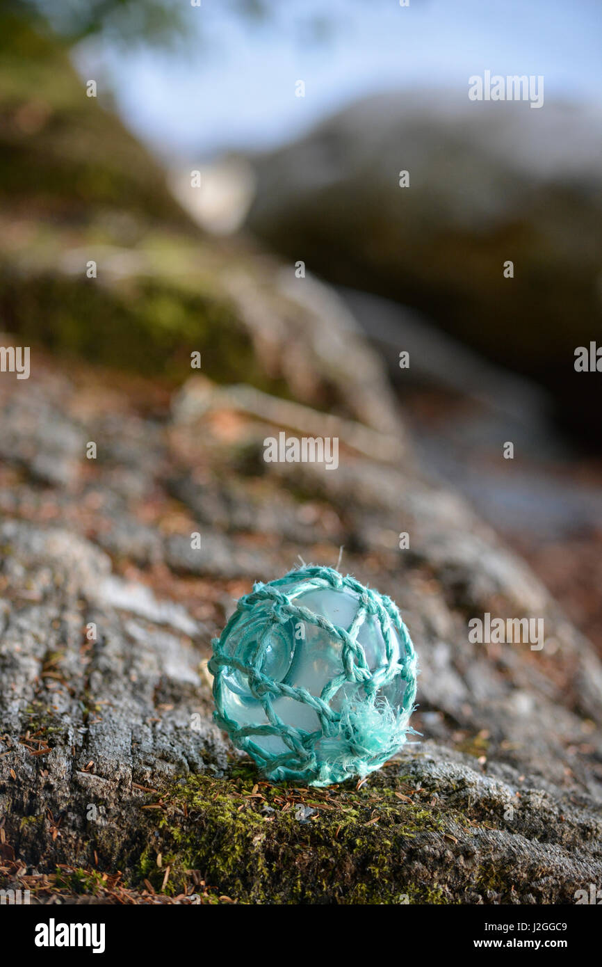 USA, Southeast Alaska near Ketchikan, Japanese glass fishing float ...