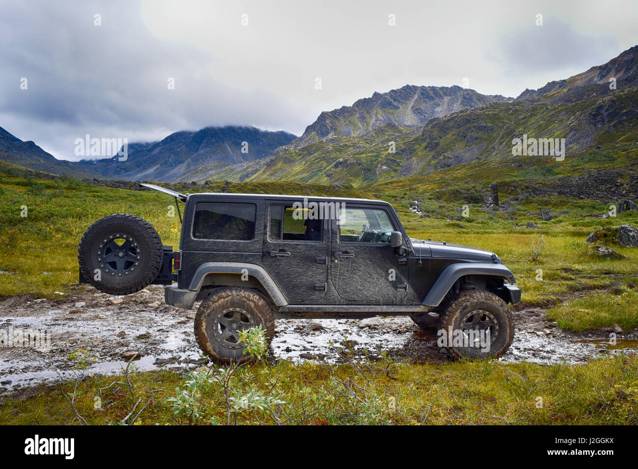 USA, Alaska, Hatchers Pass, 4x4 Jeep Stock Photo - Alamy