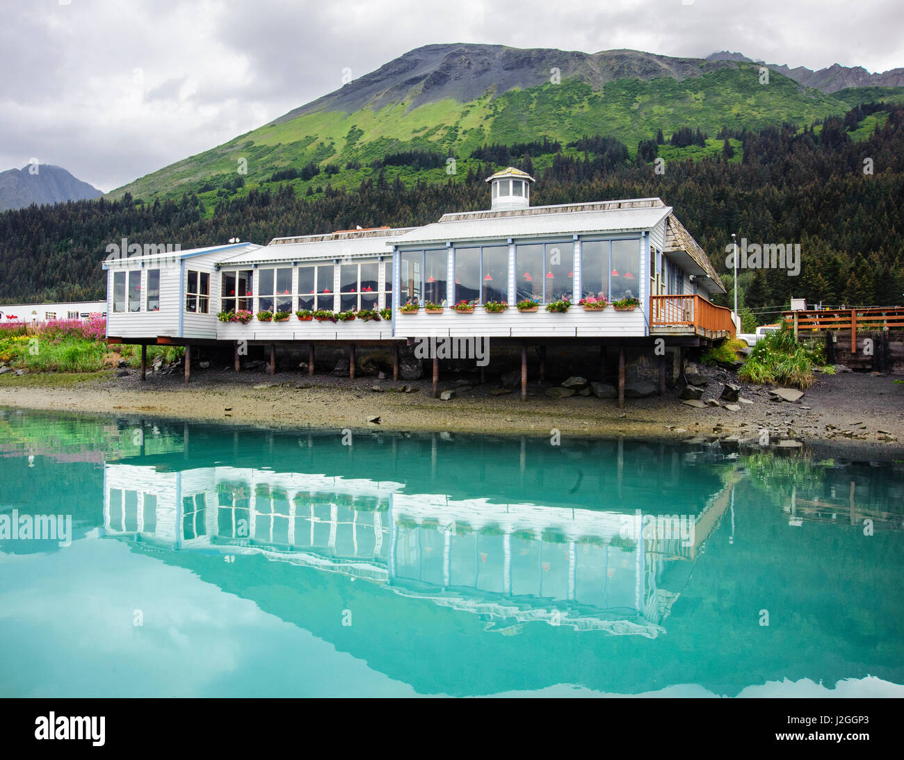 A local restaurant on the water at Seward bay, Alaska Stock Photo - Alamy