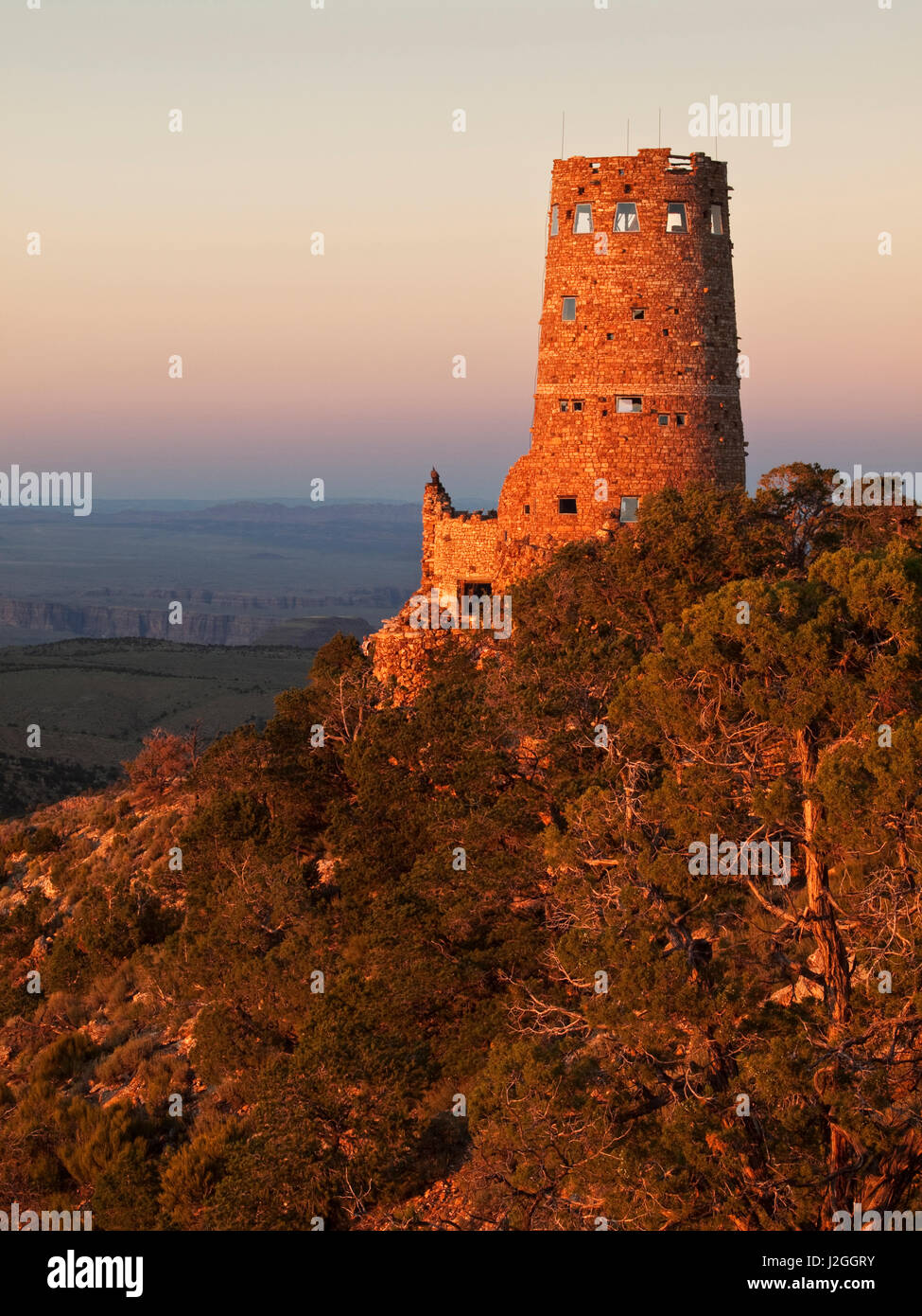 USA, Arizona, Grand Canyon National Park. Watchtower at Desert View on ...