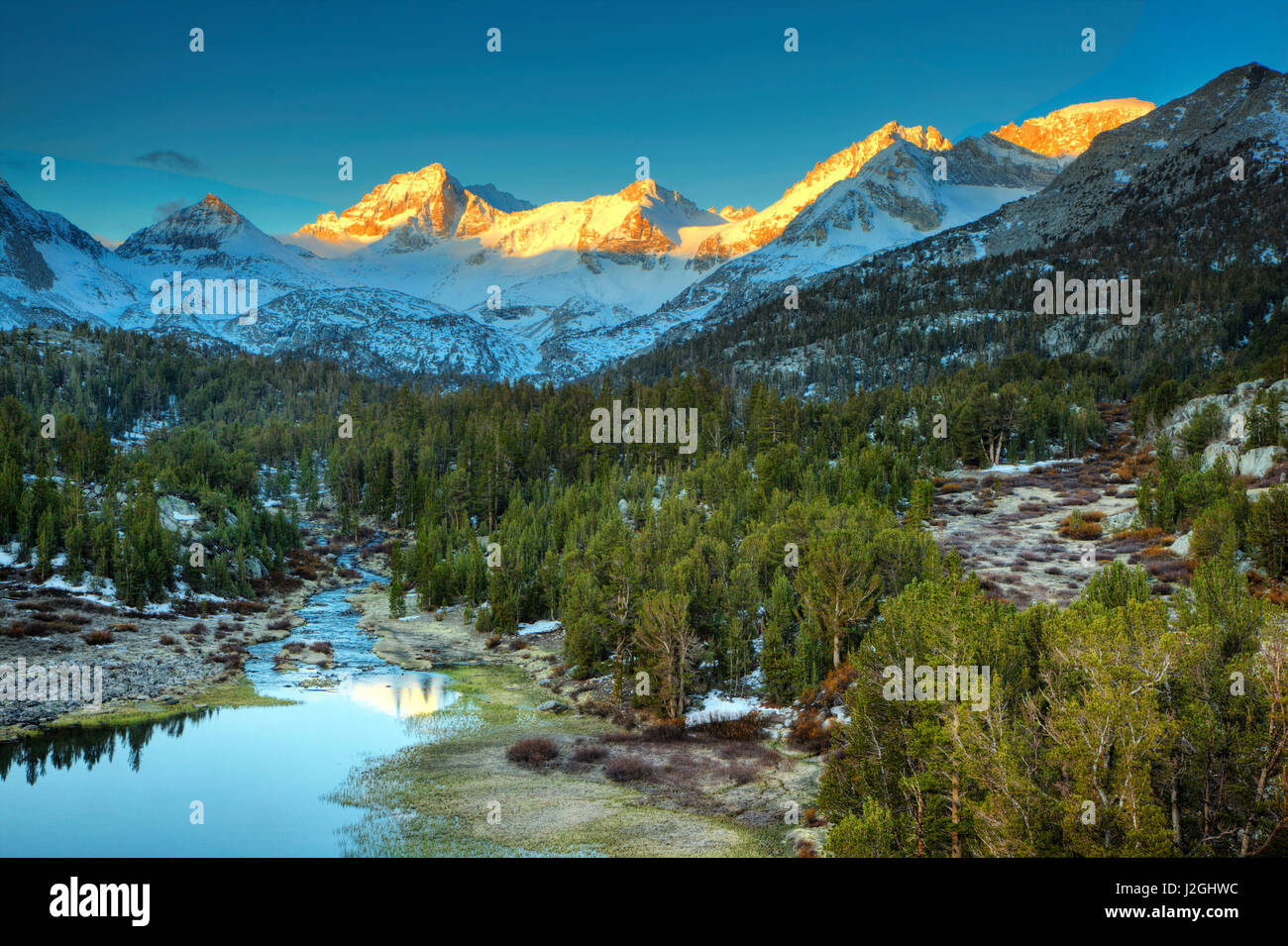 USA, California, Sierra Nevada Range. Mack Lake at sunrise. Credit as ...