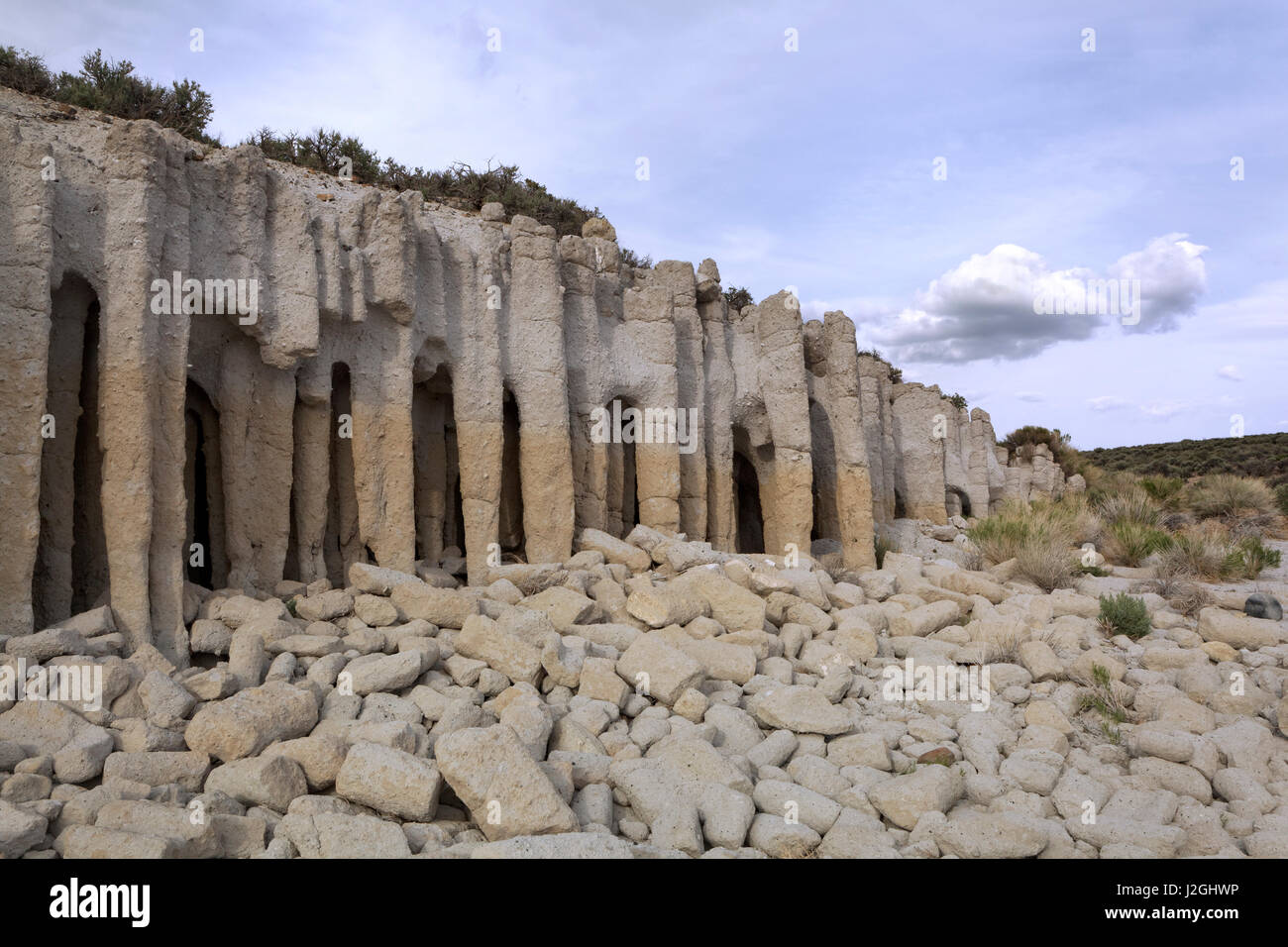 USA, California, Mono County. Volcanic rock pillars. Credit as: Dennis ...