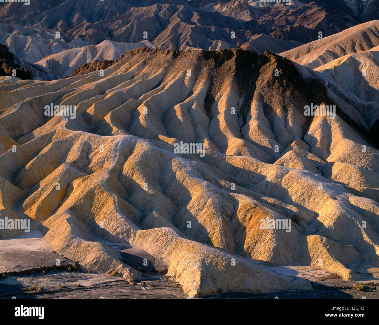 USA, California, Death Valley National Park, Eroded mudstone forms ...