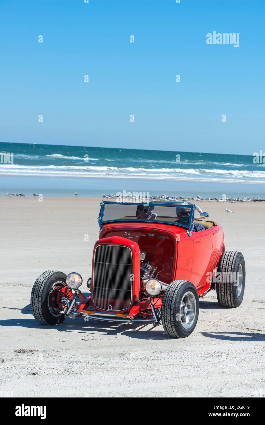 USA, Florida, Ponce Inlet, hot rod on beach (Large format sizes ...