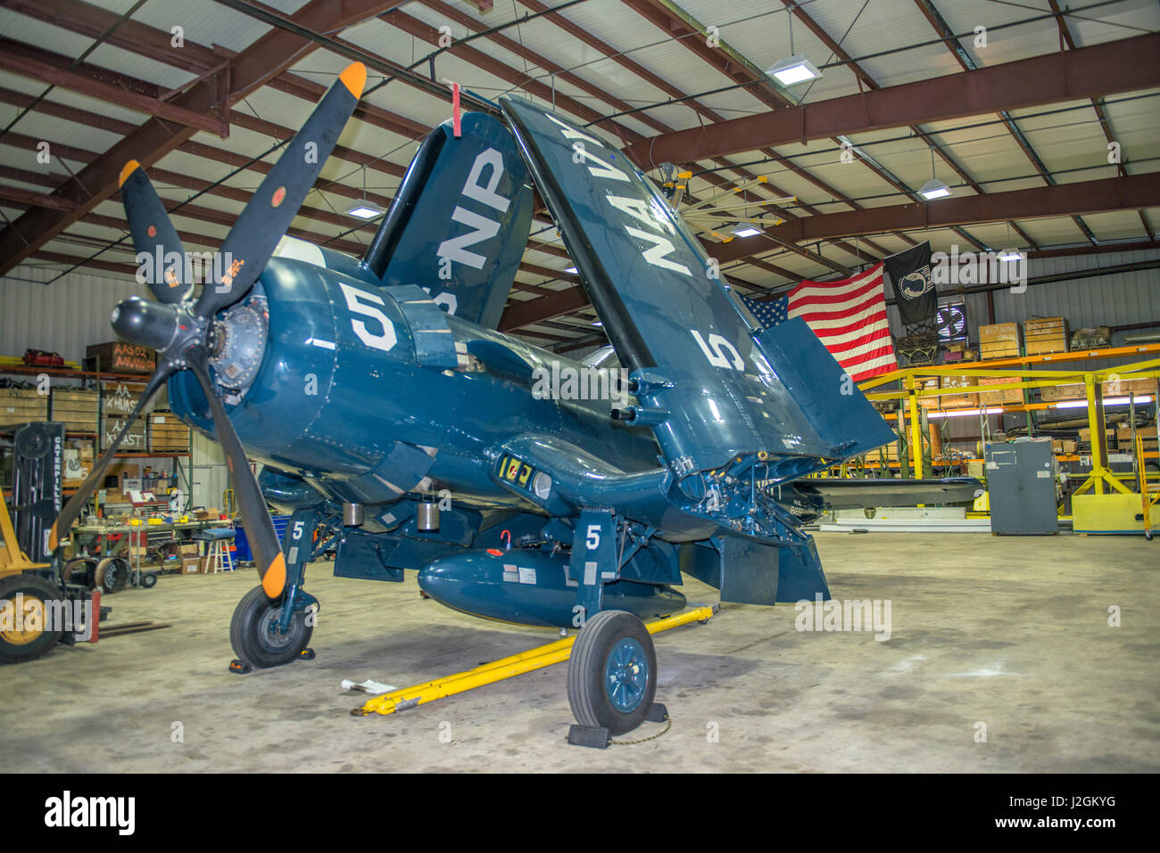 WWII airplane, airport hangar, New Smyrna Beach, Florida, USA Stock ...