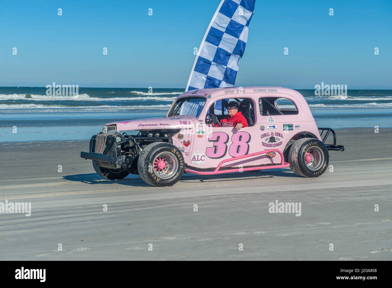 Antique NASCAR car, North Turn, Ponce Inlet, Florida, USA Stock Photo ...