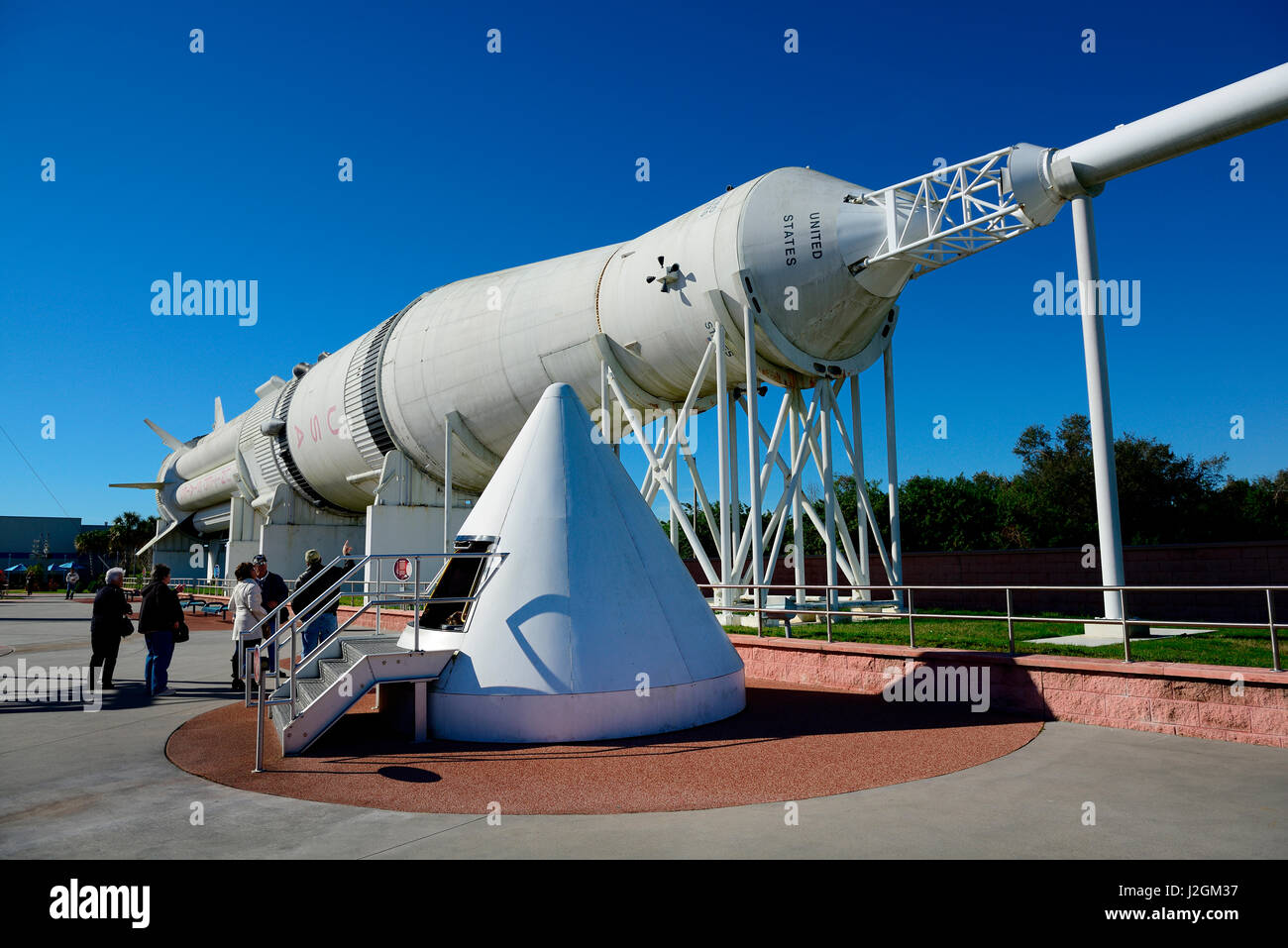USA, Florida, Cape Canaveral, Rocket display at the Kennedy Space ...