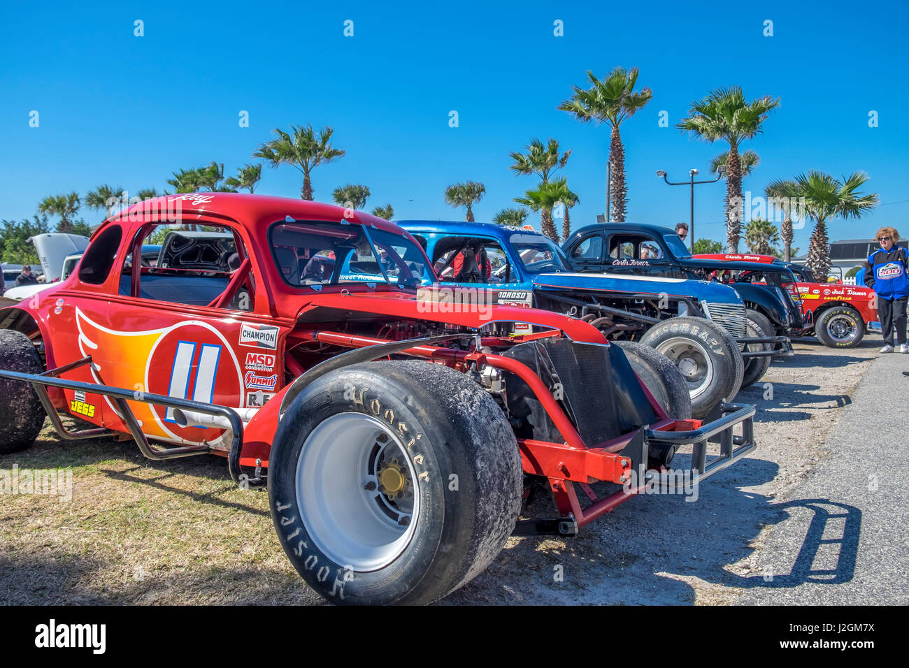 Antique NASCAR cars, North Turn, Ponce Inlet, Florida, USA Stock Photo ...