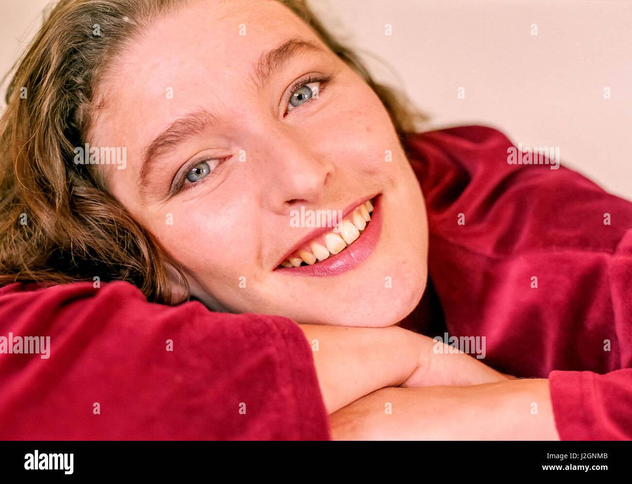Former Playboy model, author, columnist and politician Marina Baker, at home in Saltdean Stock ...