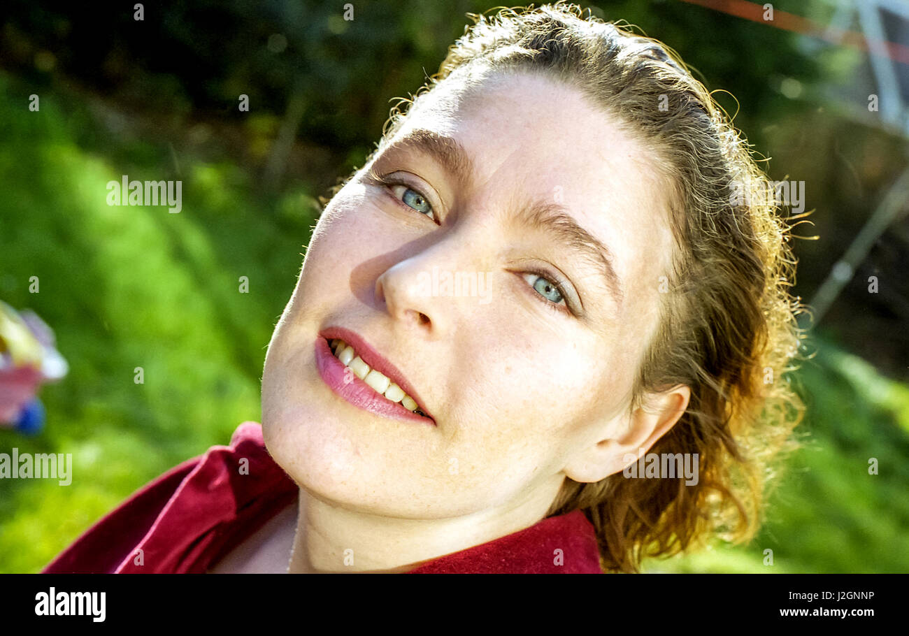 Former Playboy model, author, columnist and politician Marina Baker, at home in Saltdean Stock ...