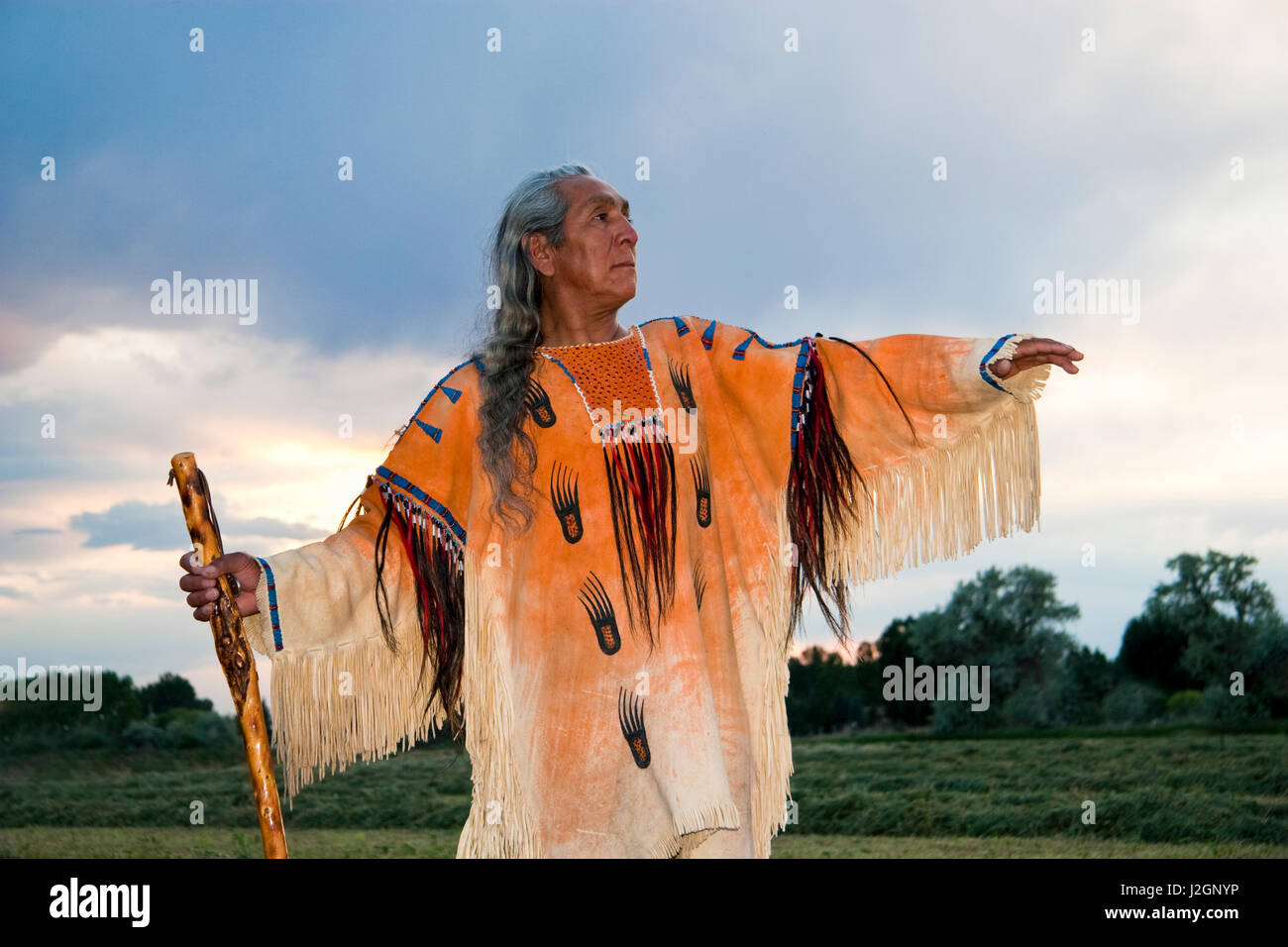 Native American medicine man dressed in ghost shirt (MR Stock Photo - Alamy