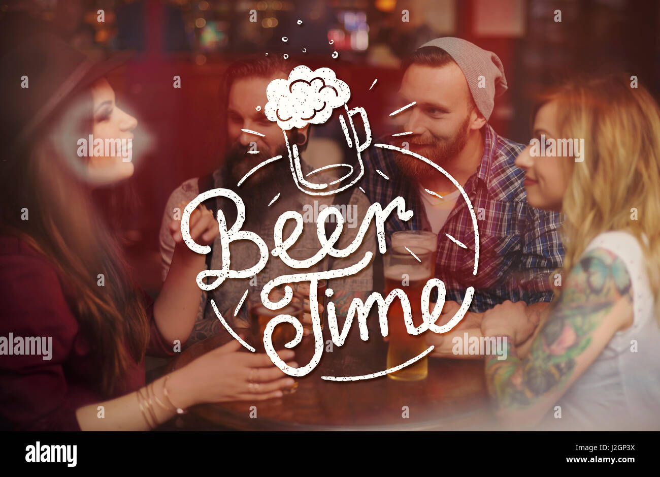 Time for beer with friends Stock Photo - Alamy