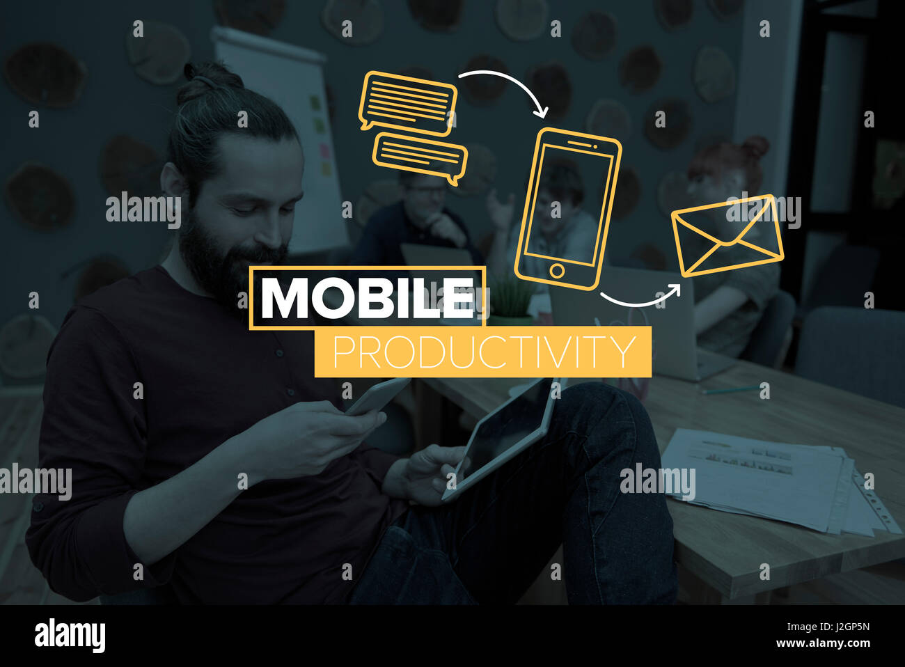 Stylish man with new technology Stock Photo - Alamy