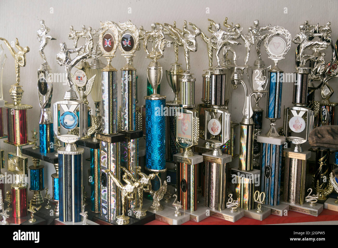 Collection of trophies, Pontiac, Illinois, USA. Route 66 Stock Photo ...
