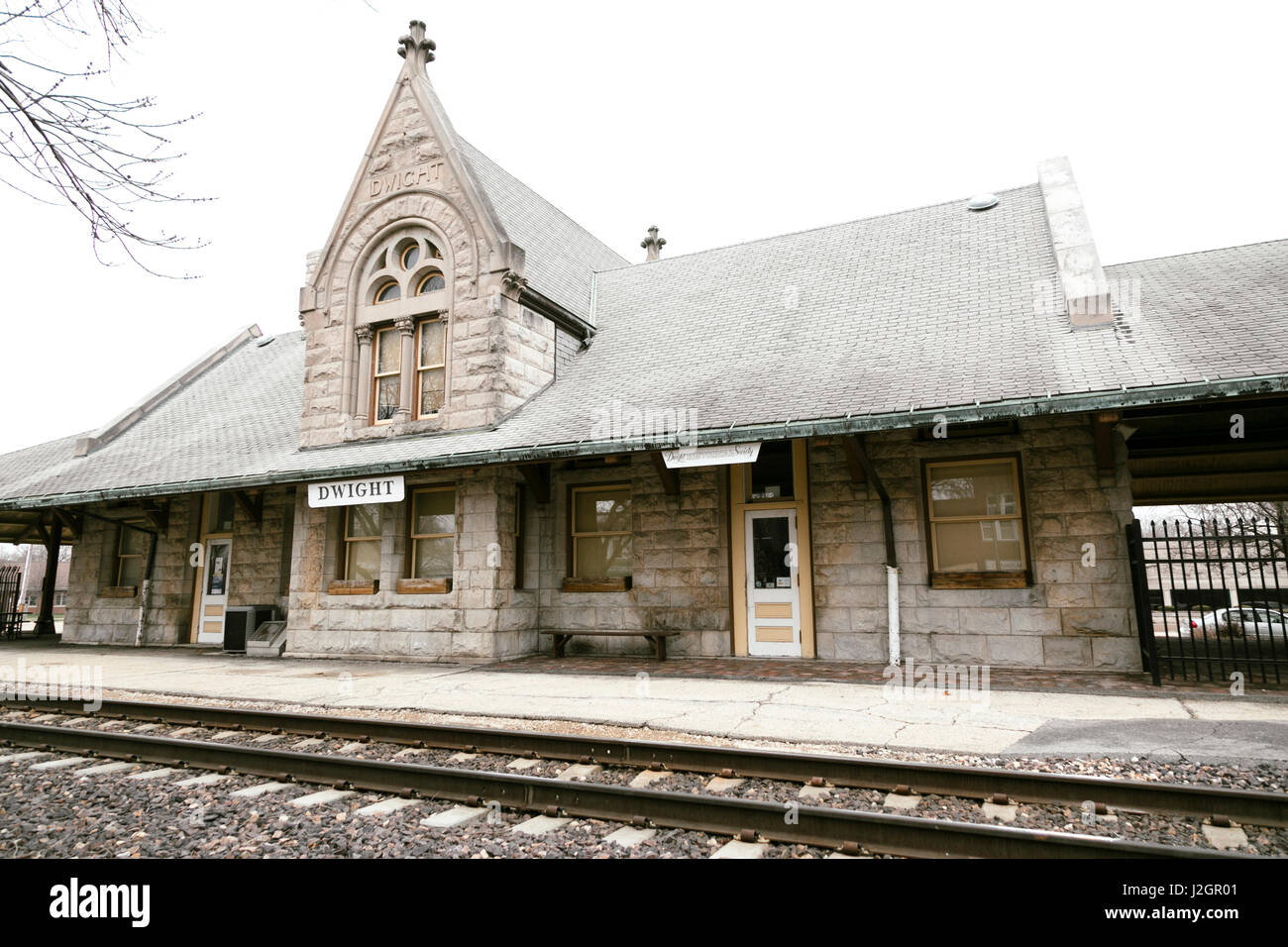Dwight train station exterior, Dwight, Illinois, USA. Route 66 Stock ...