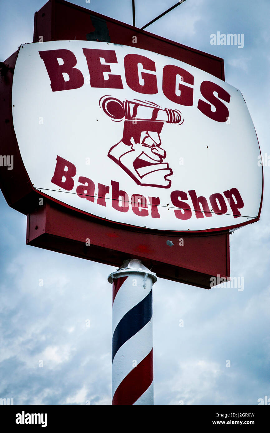 Sign for a barber shop, Springfield, Illinois, USA. Route 66 Stock ...