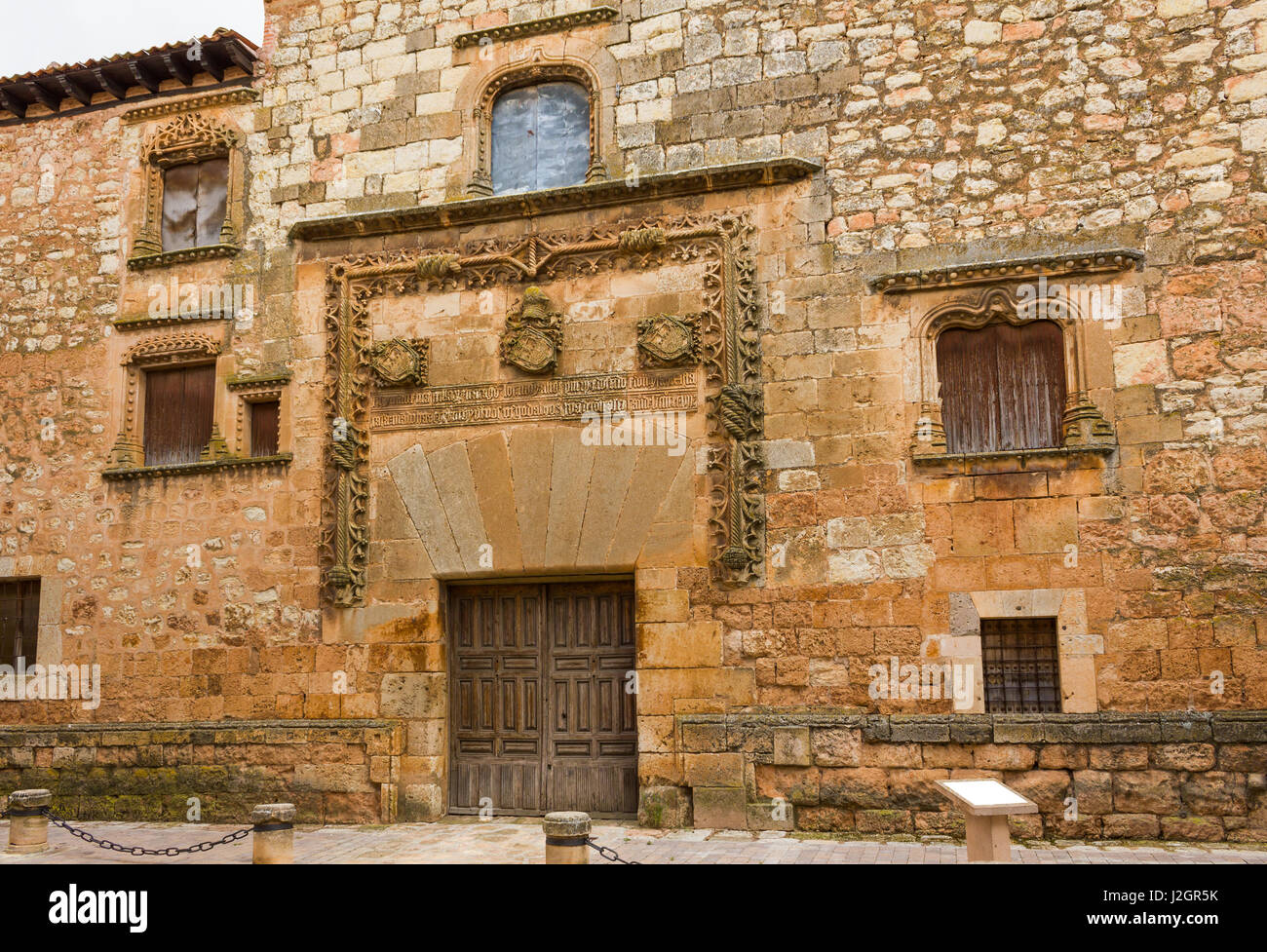 AYLLON, SPAIN - MAY 15 2016: Facade of Contreras palace in Ayllon ...
