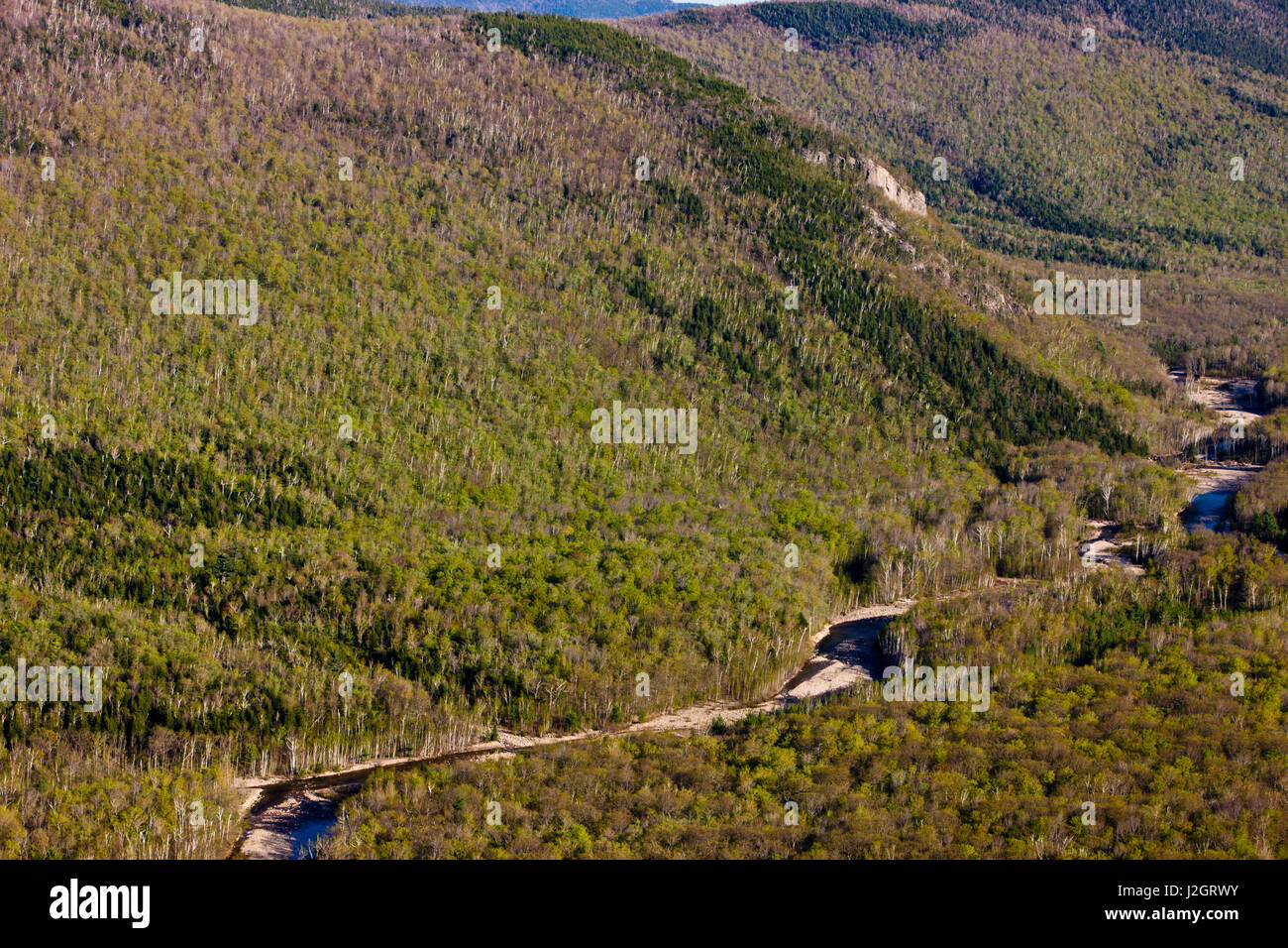The Saco River in Crawford Notch as seen from Frankenstein Cliffs in ...