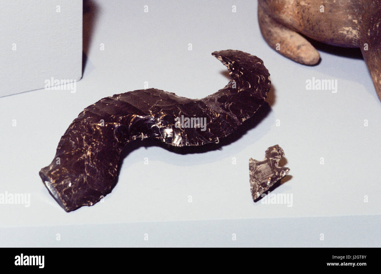 Aztec ceremonial knife and arrow point carved from black glass like ...