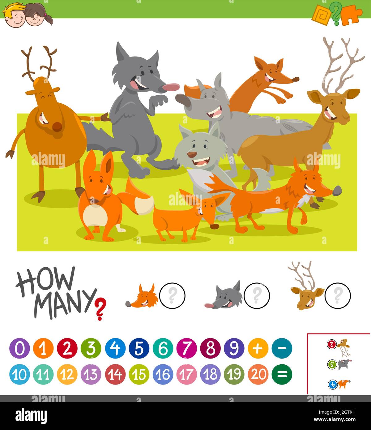 Cartoon Illustration of Educational Mathematical Game of Counting ...