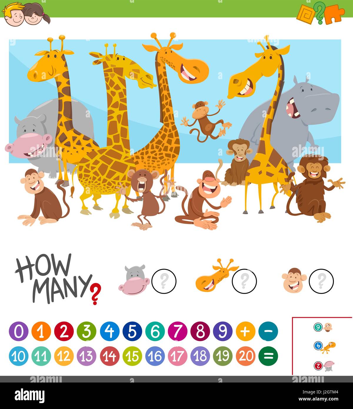 Cartoon illustration educational mathematical counting hi-res stock ...