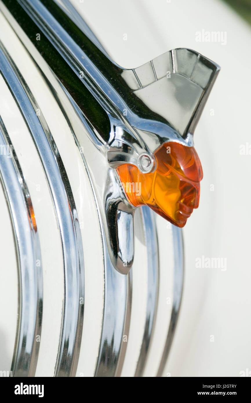 Close up of a native American hood ornament, Tucumcari, New Mexico, USA ...