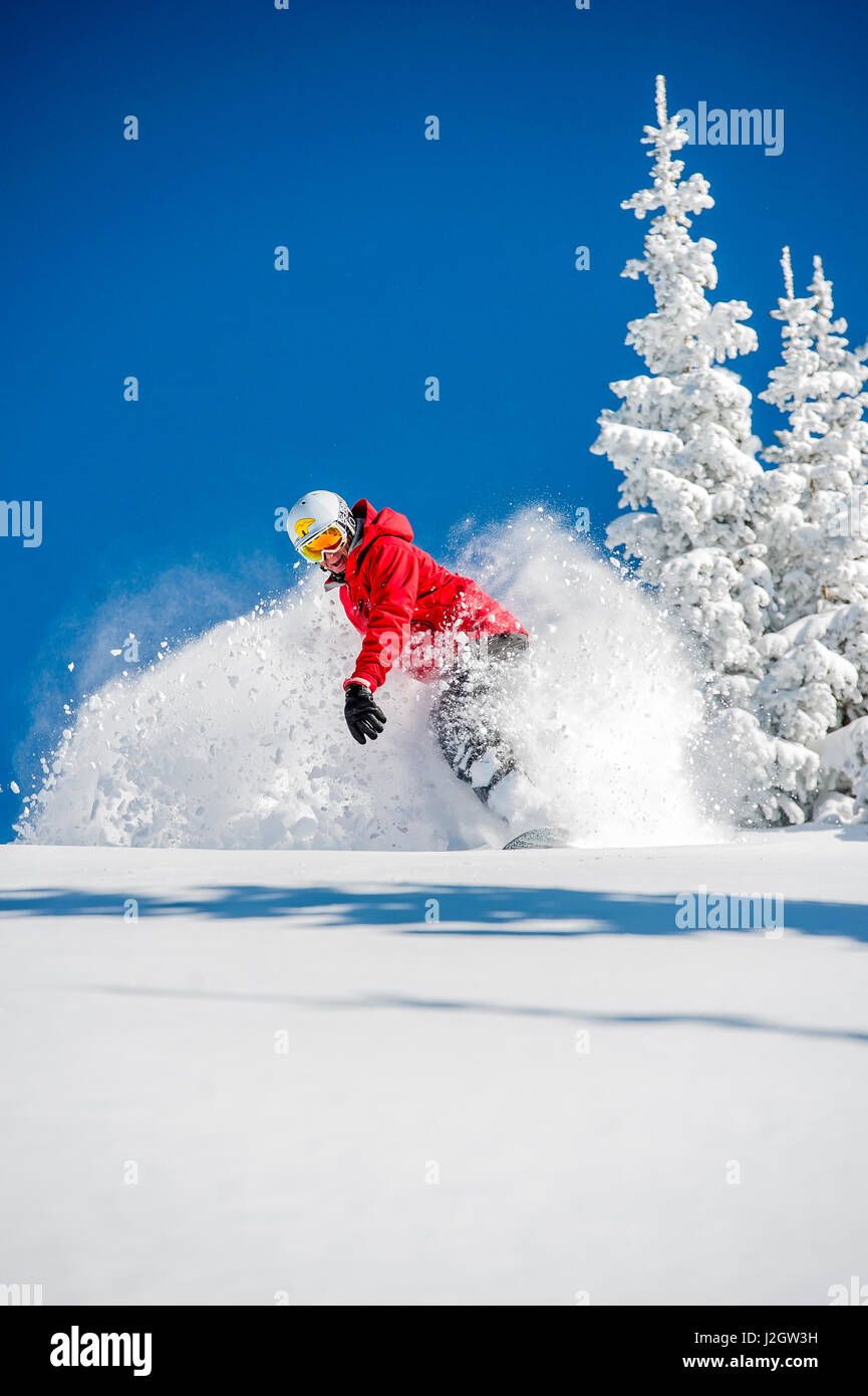 Usa, New Mexico, Santa Fe, snowboarding. (MR Stock Photo - Alamy