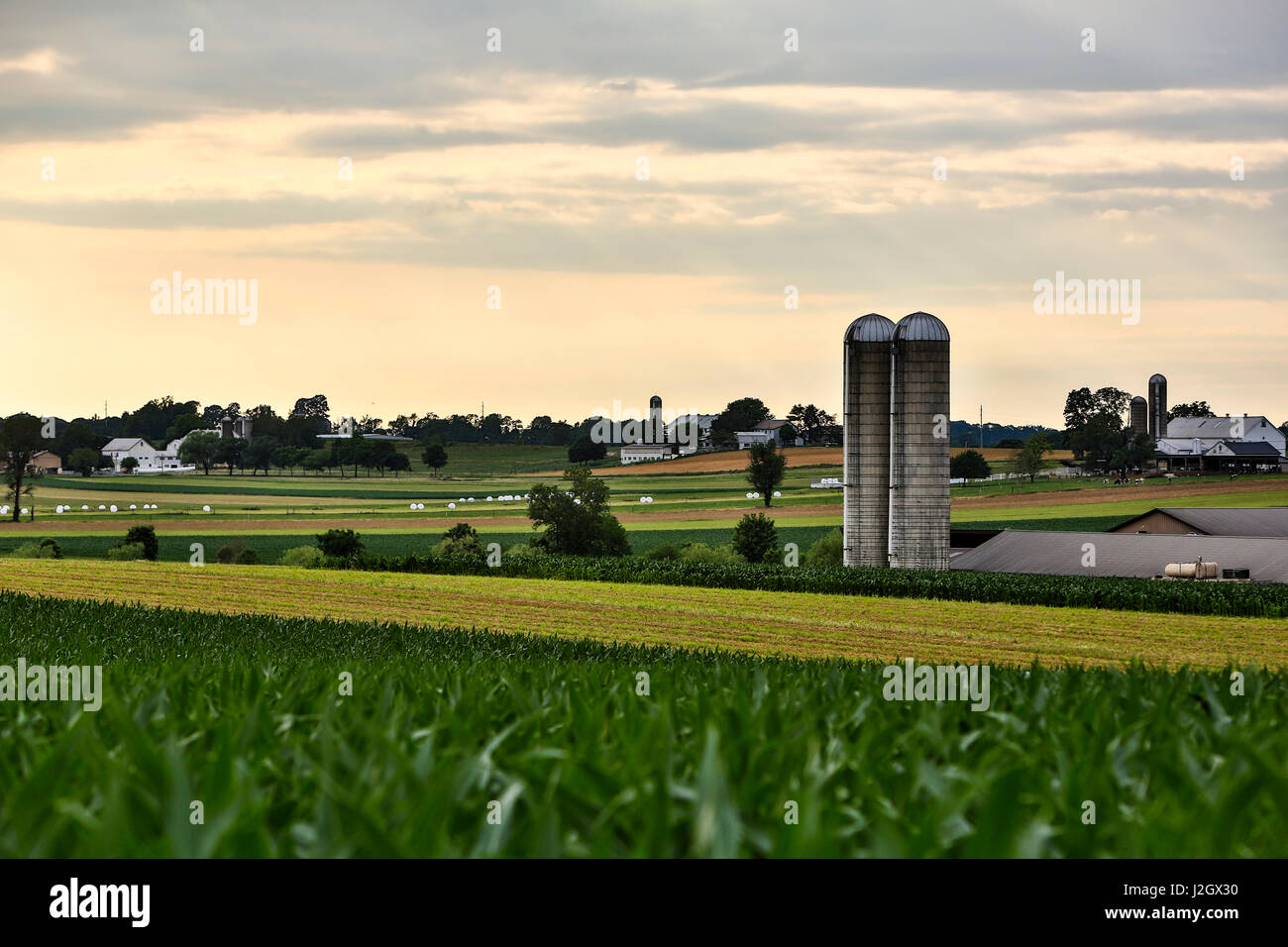 Lancaster County, Pennsylvania. Amish Farms, Silos, and Corn Crops ...