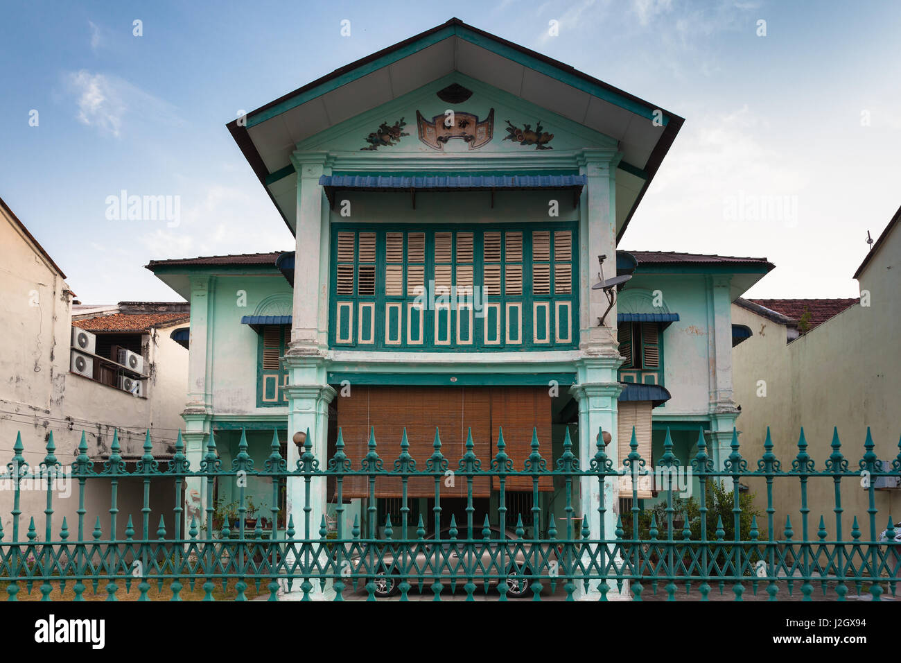 GEORGE TOWN, MALAYSIA - MARCH 22: Facade of the old historical ...