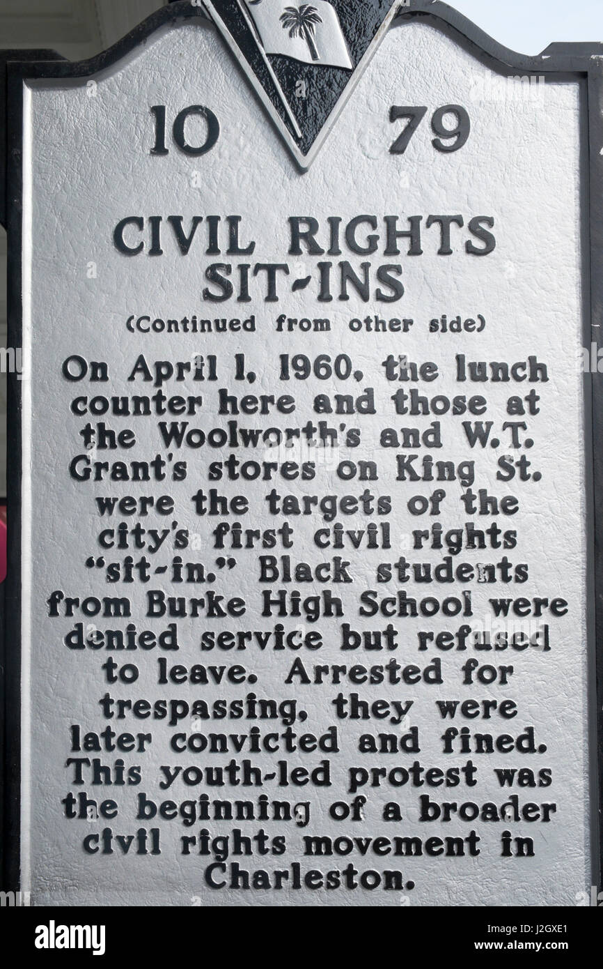Educational sign about Civil Rights in Charleston, South Carolina. USA ...