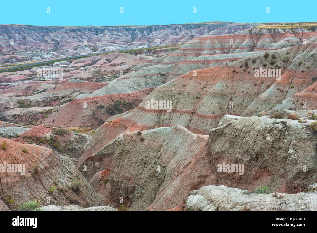 USA, South Dakota, Wall, Scenic landscape along Badlands National Park ...