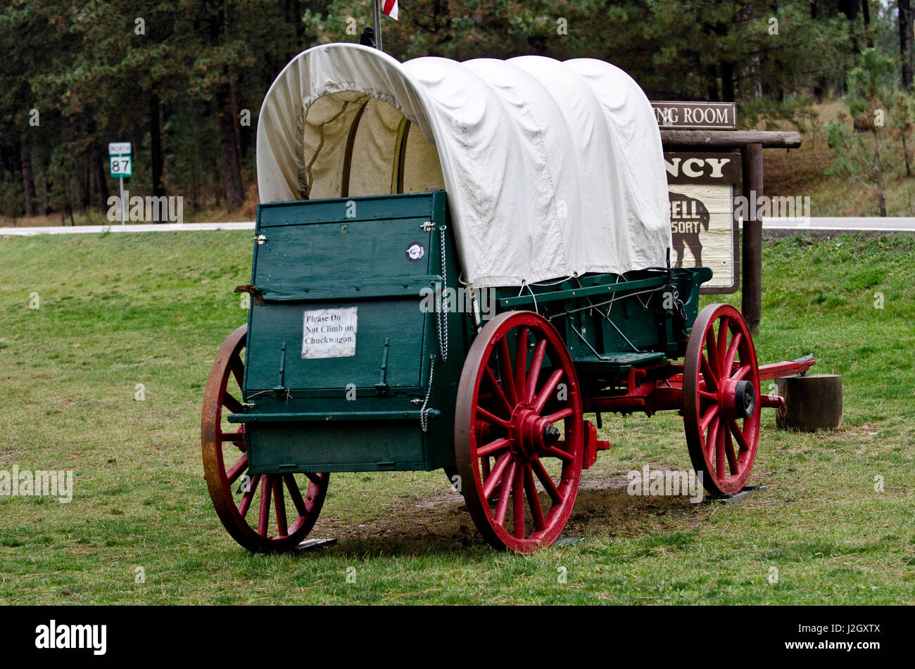 USA, South Dakota, Custer State Park, Chuck Wagon at Blue Bell Lodge ...