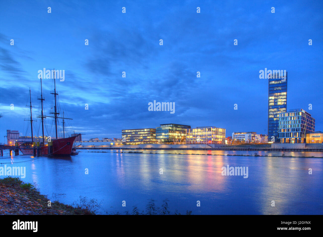 Modern Office Buildings And Weser River High Resolution Stock ...