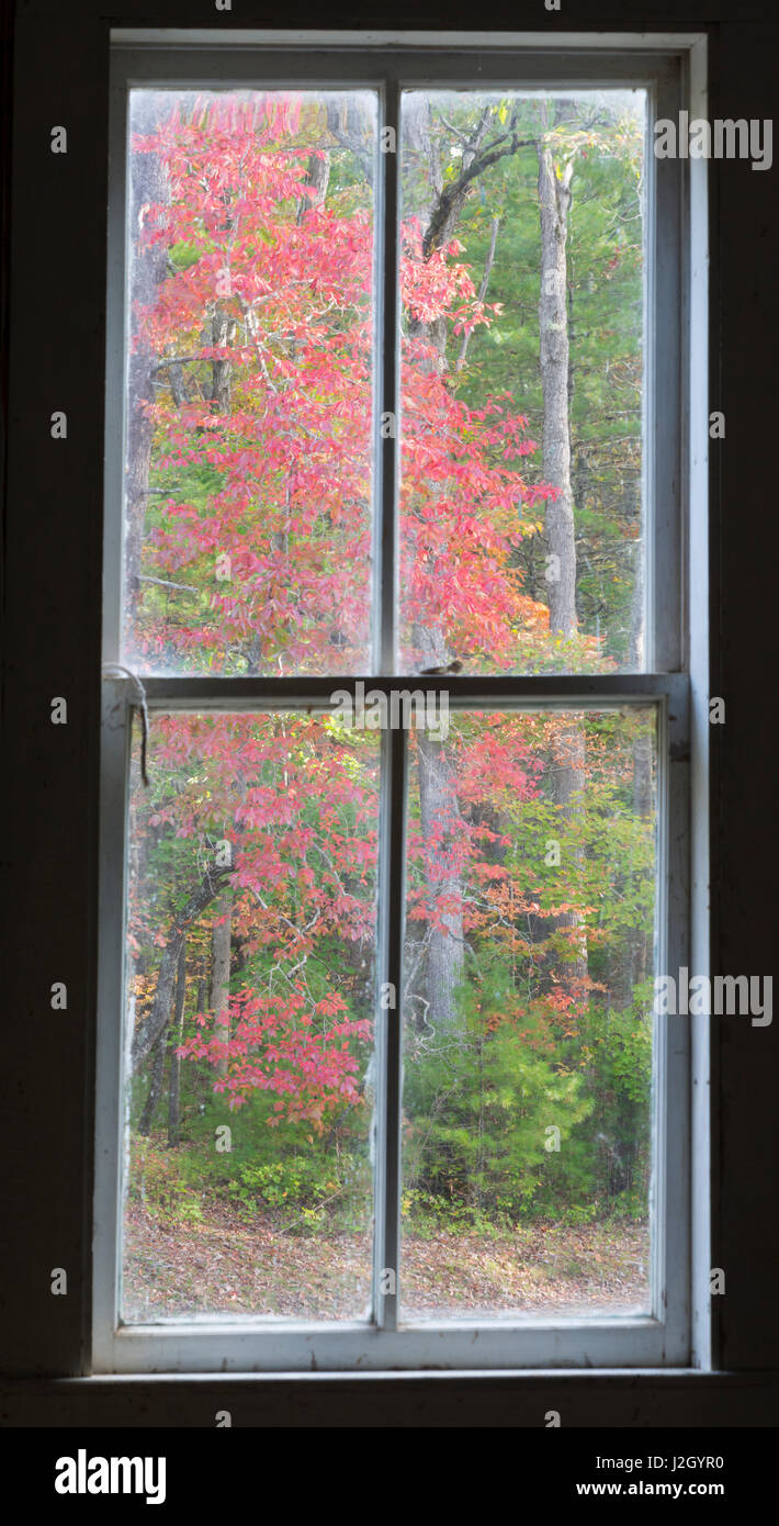 Tennessee, Great Smoky Mountains National Park, Cades Cove, window view ...