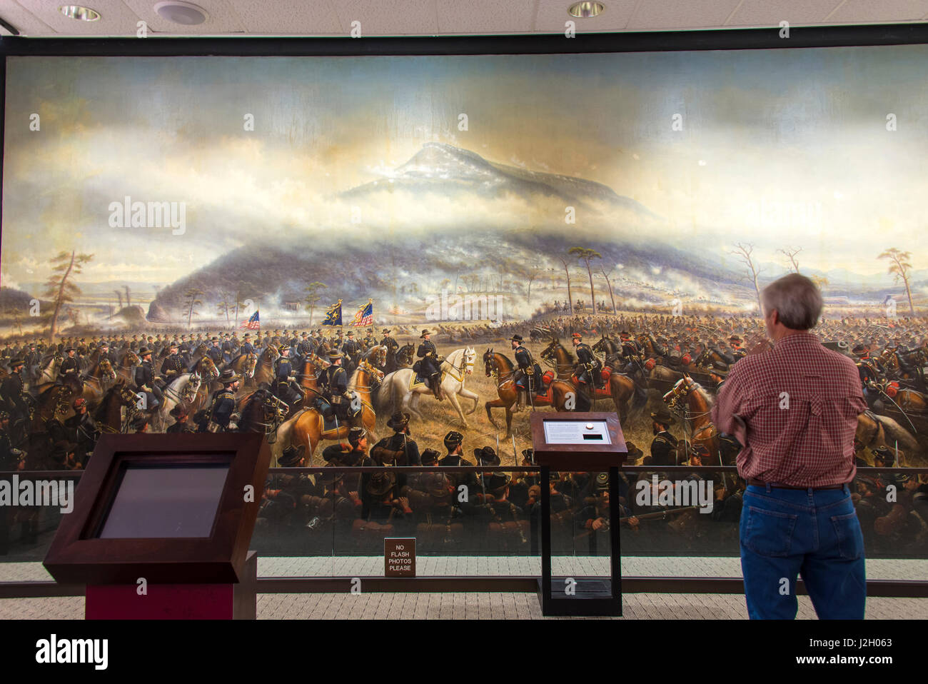 Usa, Tn, Chattanooga, Lookout Mountain, Point Park. Man looking at ...