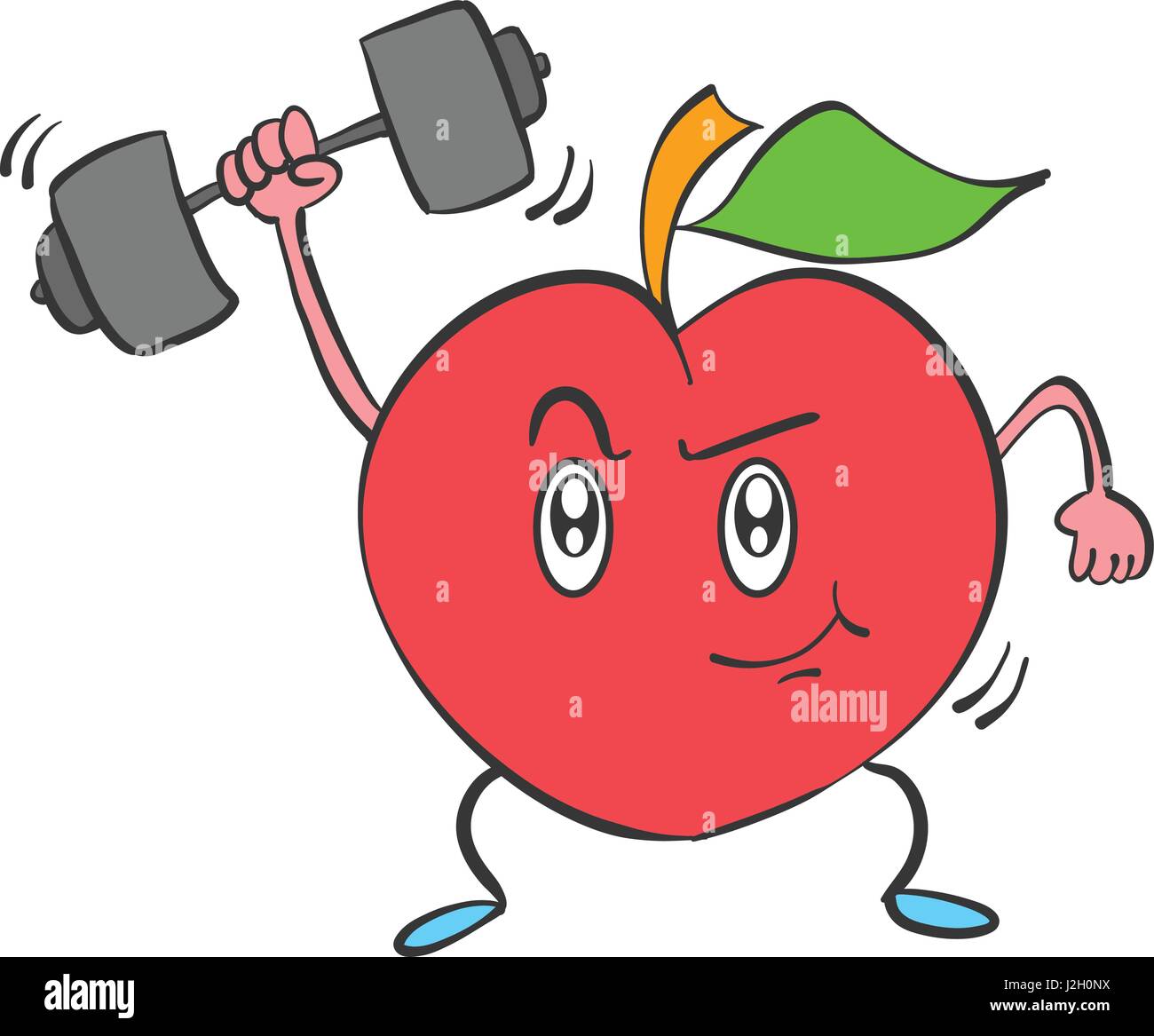 Strong apple character collection style vector illustration Stock ...