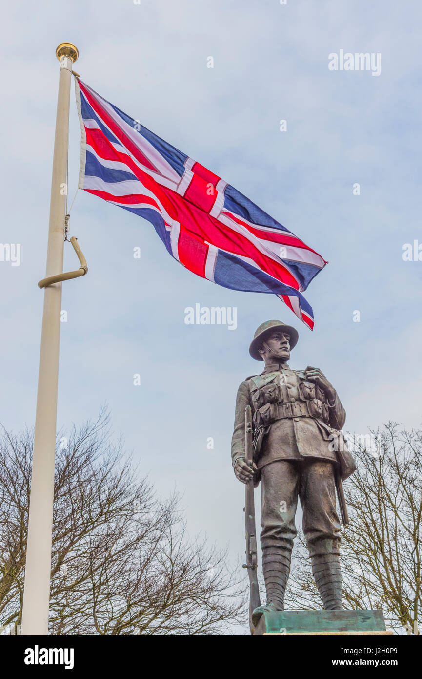 Statue of a First World War British Tommy in full battle uniform Stock ...